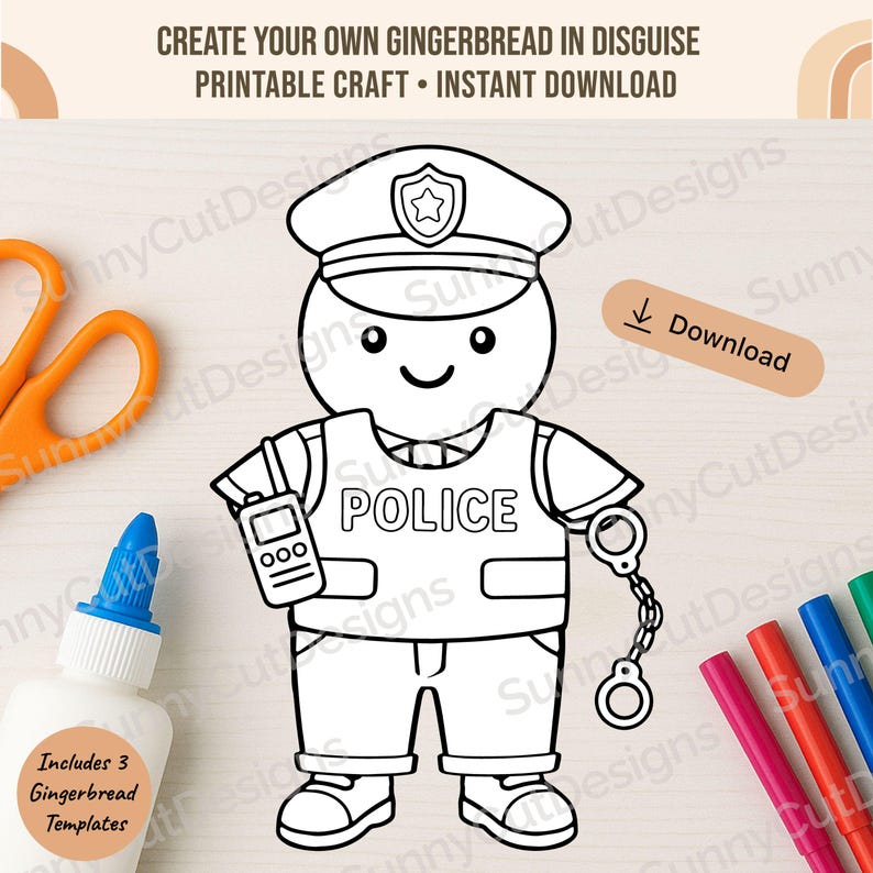 Disguise a Gingerbread - Police Officer Blank Template Disguise ...