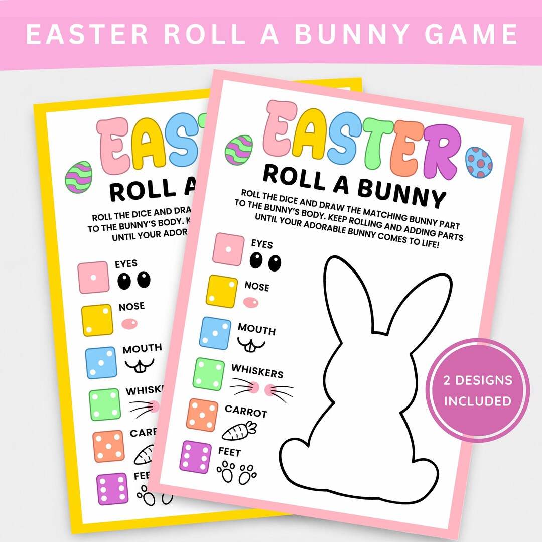 Easter Roll a Bunny Game, Printable Easter Game for Kids, Group ...