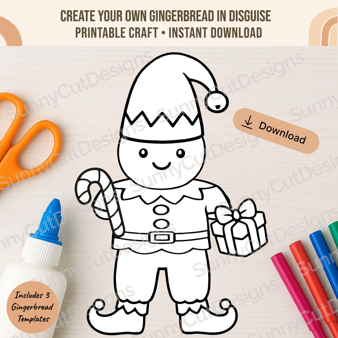 Disguise a Gingerbread - Elf Blank Template Disguise, Gingerbread in ...