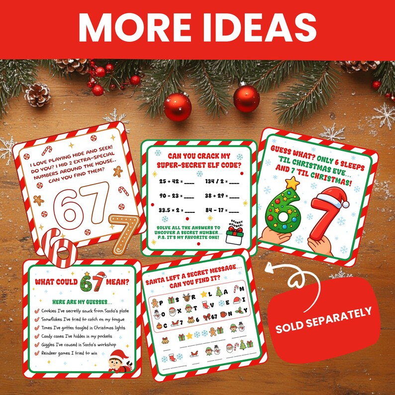 Elf 67 Trending Printable Prop, What is 67 Sign, Trending 6 7 Meme, Elf ...