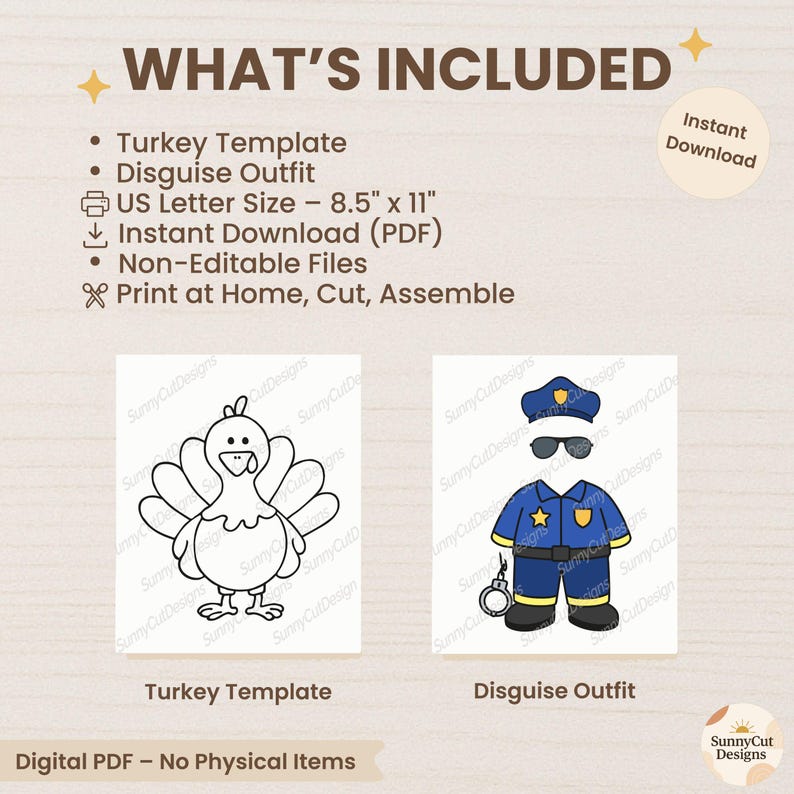 Disguise a Turkey- Police Officer Disguise, Thanksgiving Craft, School ...
