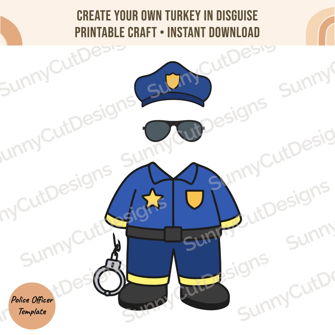 Disguise a Turkey- Police Officer Disguise, Thanksgiving Craft, School ...