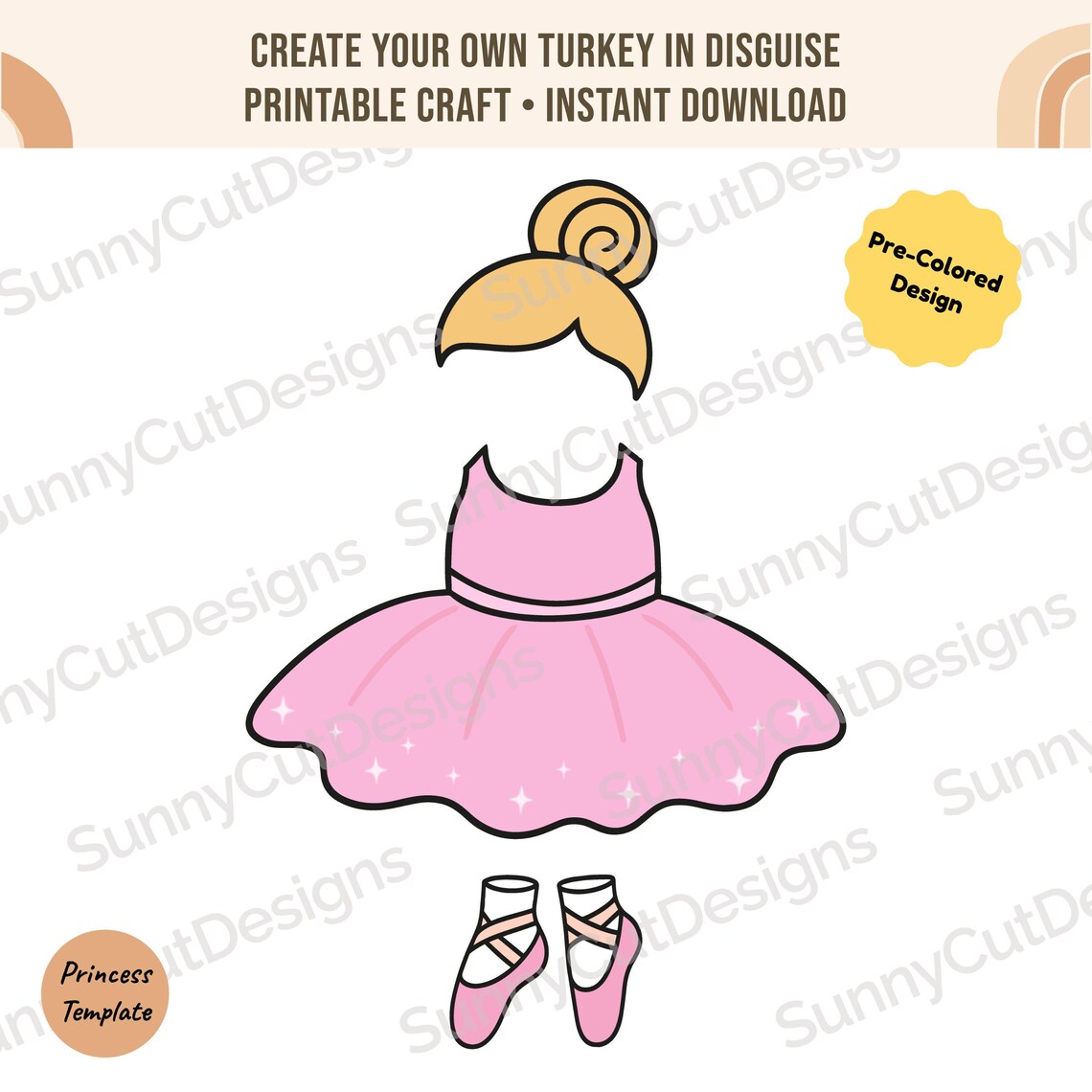 Disguise a Turkey- Ballerina Disguise Template, Thanksgiving Craft ...