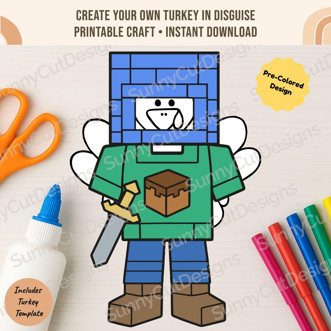 Disguise a Turkey - Pixel Character Disguise, Thanksgiving Craft ...
