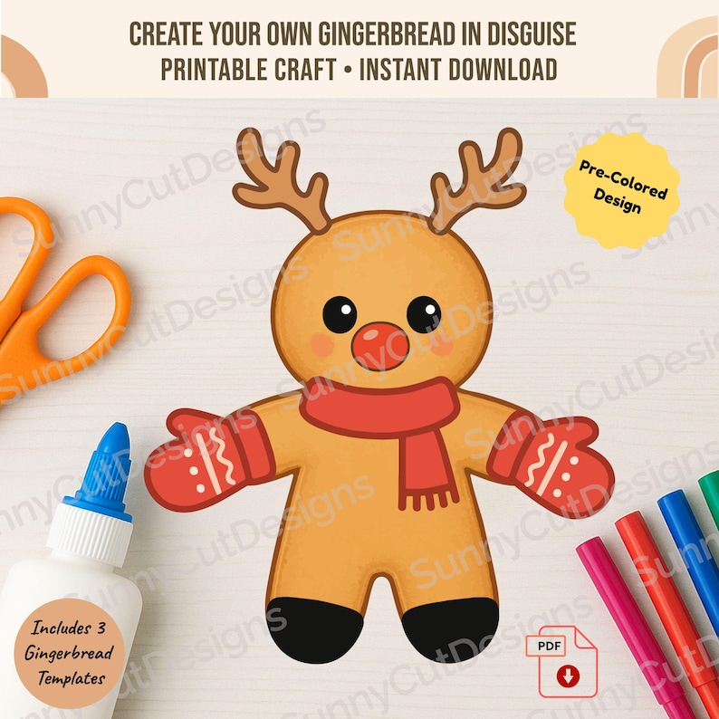 Disguise a Gingerbread Man, Gingerbread in Disguise Printable, Reindeer ...