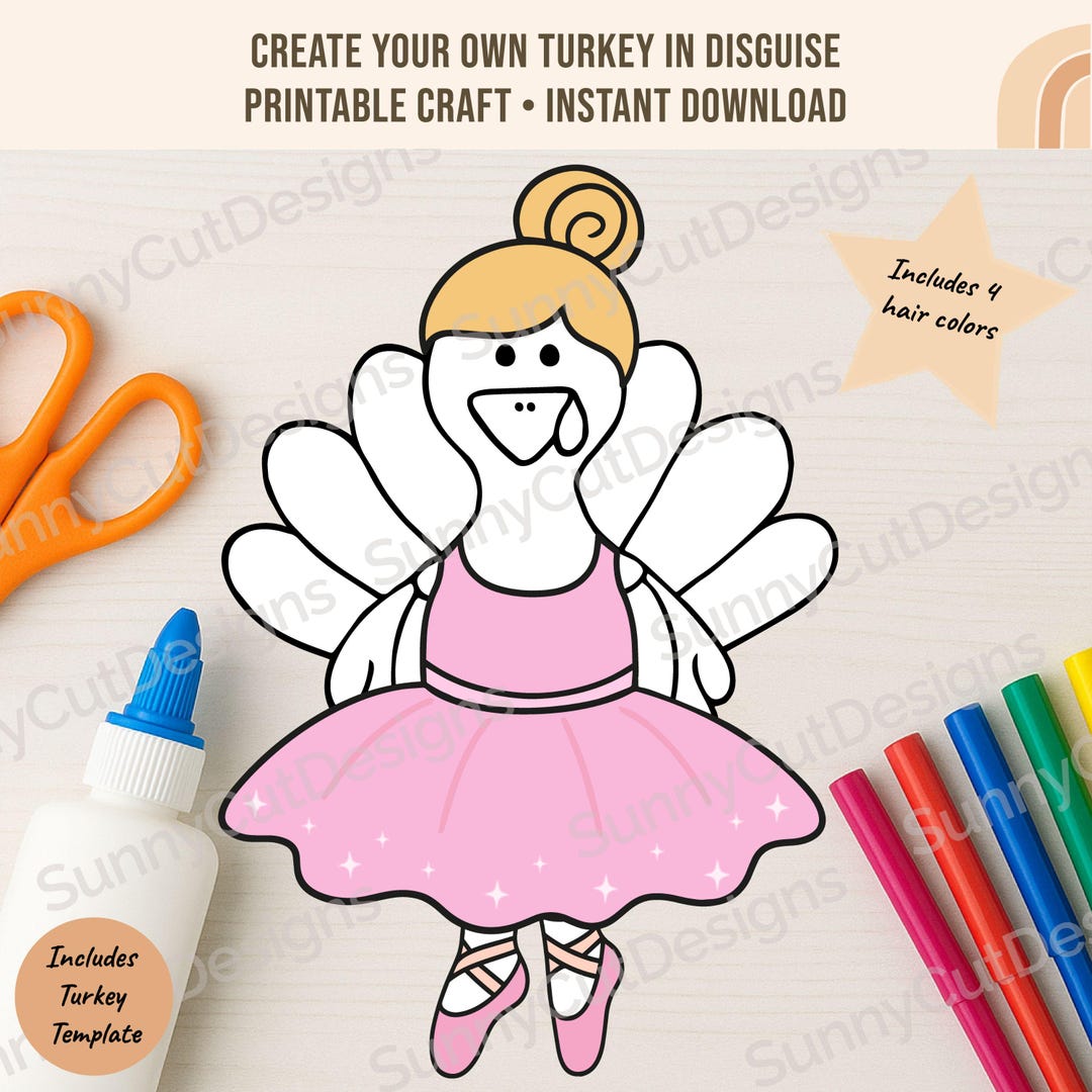 Disguise a Turkey- Ballerina Disguise Template, Thanksgiving Craft ...