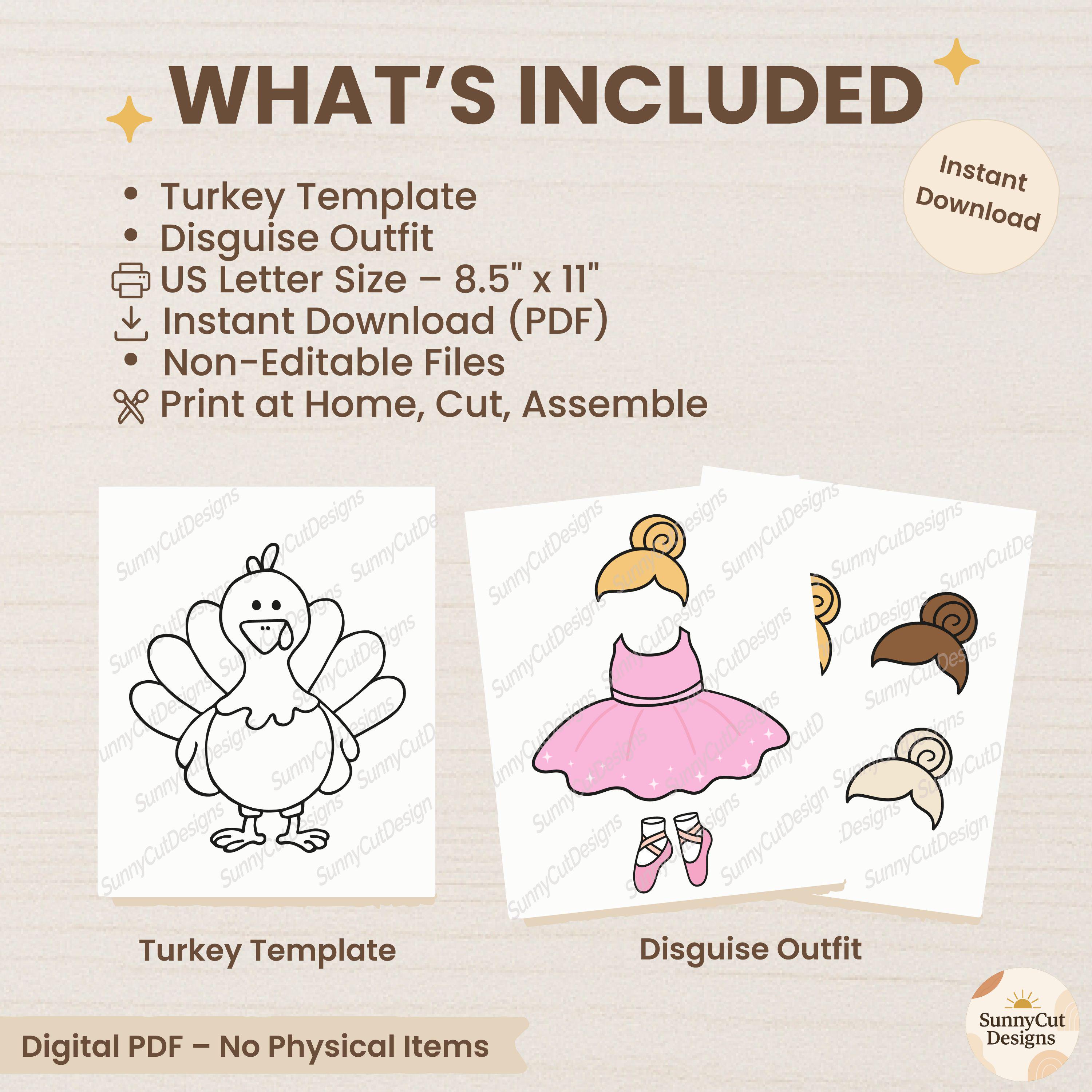 Disguise a Turkey- Ballerina Disguise Template, Thanksgiving Craft ...