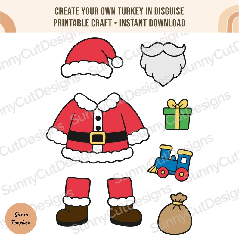 Disguise a Turkey- Santa Disguise Template, Thanksgiving Craft, School ...