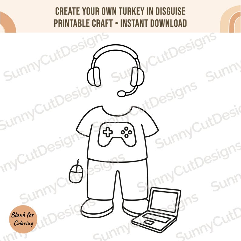 Disguise a Turkey - Blank Gamer Disguise Template - Thanksgiving Craft ...