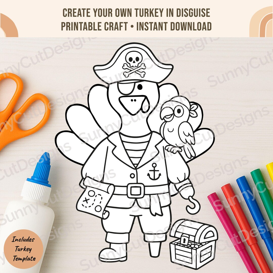 Disguise a Turkey - Pirate Blank Template Disguise, Thanksgiving Craft ...