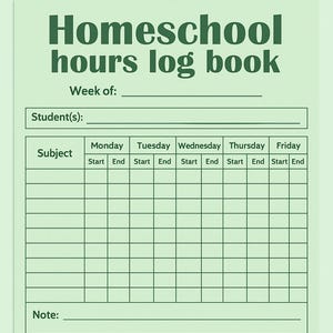 Homeschool Hours Log Book | Printable Time Tracker | Student Schedule ...