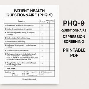 PHQ-9 Patient Health Questionnaire | Depression Screening Form ...