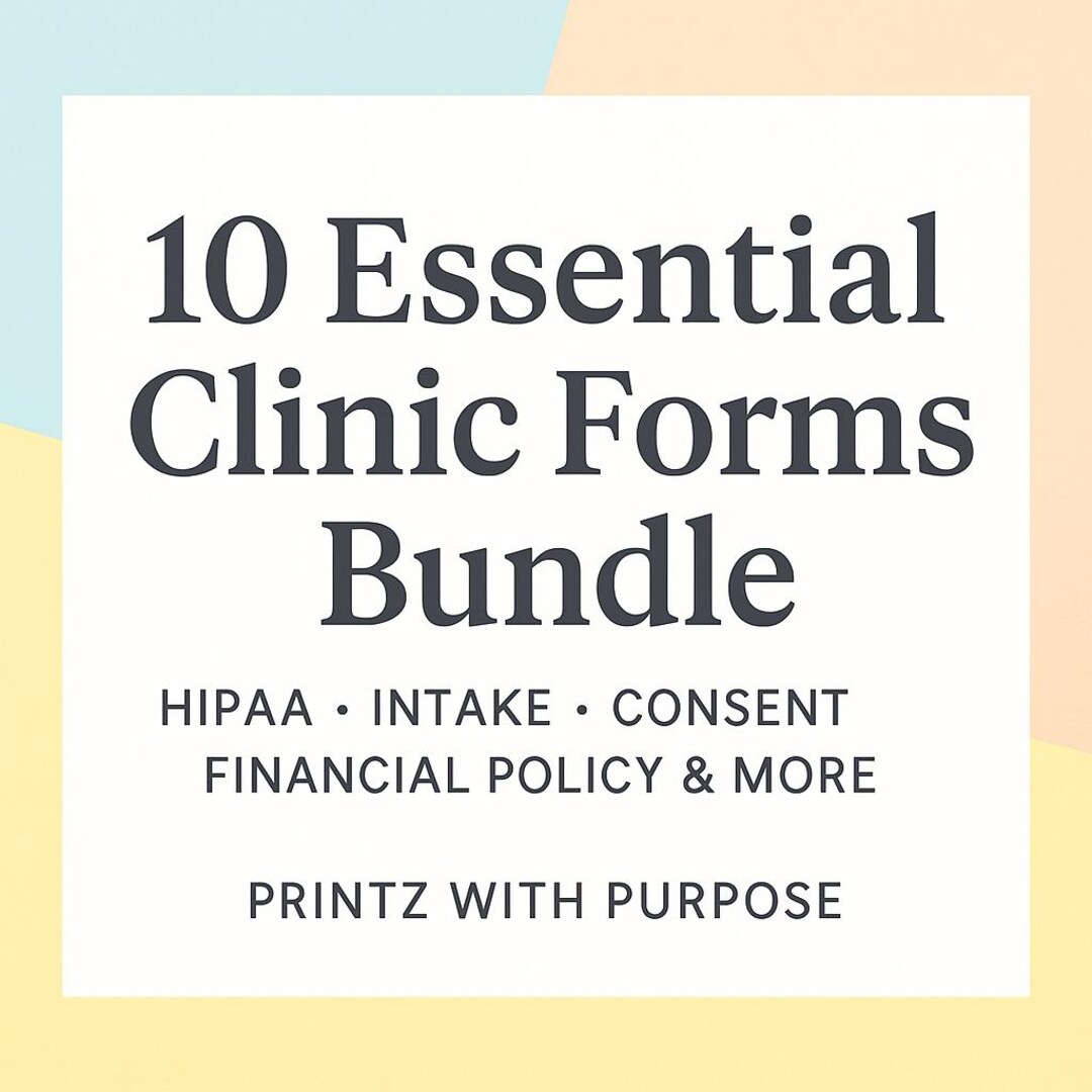 Printable Clinic Forms Bundle: Medical Intake, HIPAA, Consent (PDF ...