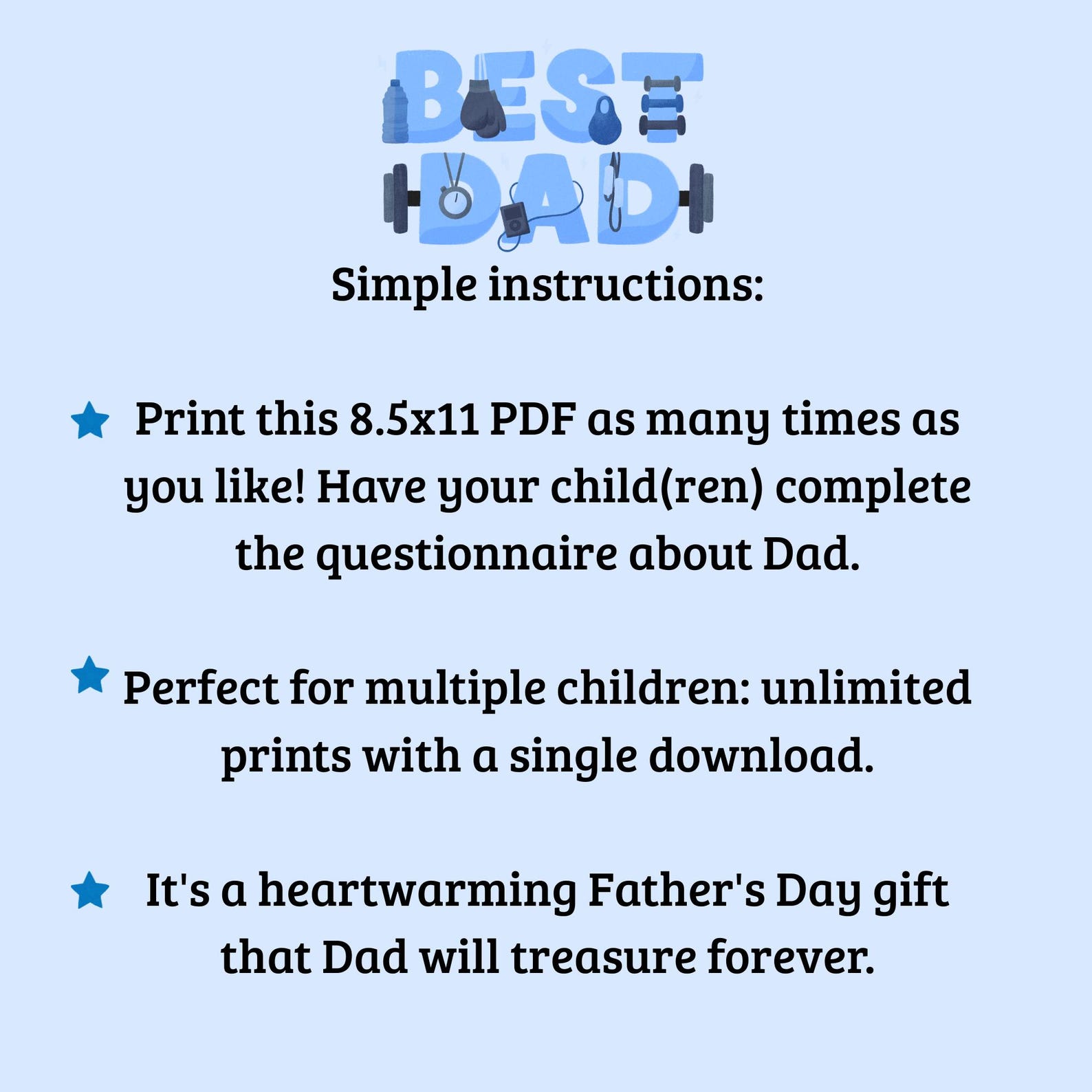 All About My Dad PDF Happy Father's Day - Downloadable Questionnaire - Instant Download - Print ...