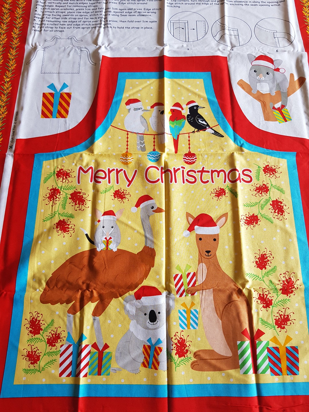 Koala, Kangaroo, Emu, Bilby Christmas Apron Sewing Panel by Sugar ...