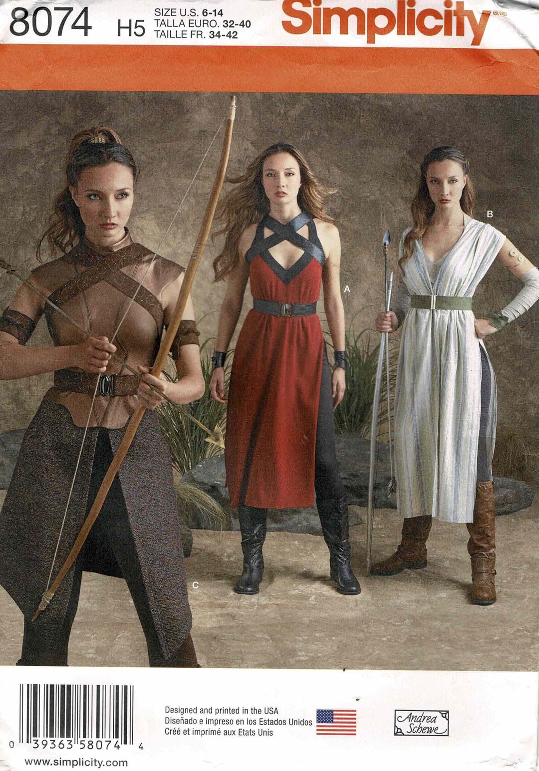 Warrior Woman Simplicity Costume Pattern No. 8074/ Multi - Size 6 - 14 ...