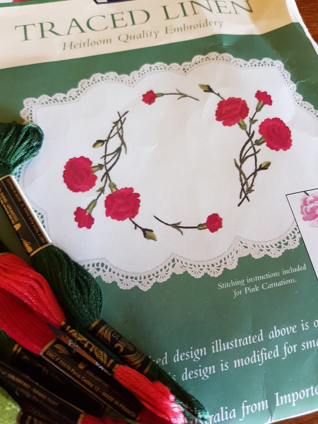 Vintage Traced/ Stamped Linen Centre With Embroidery Threads by DMC ...