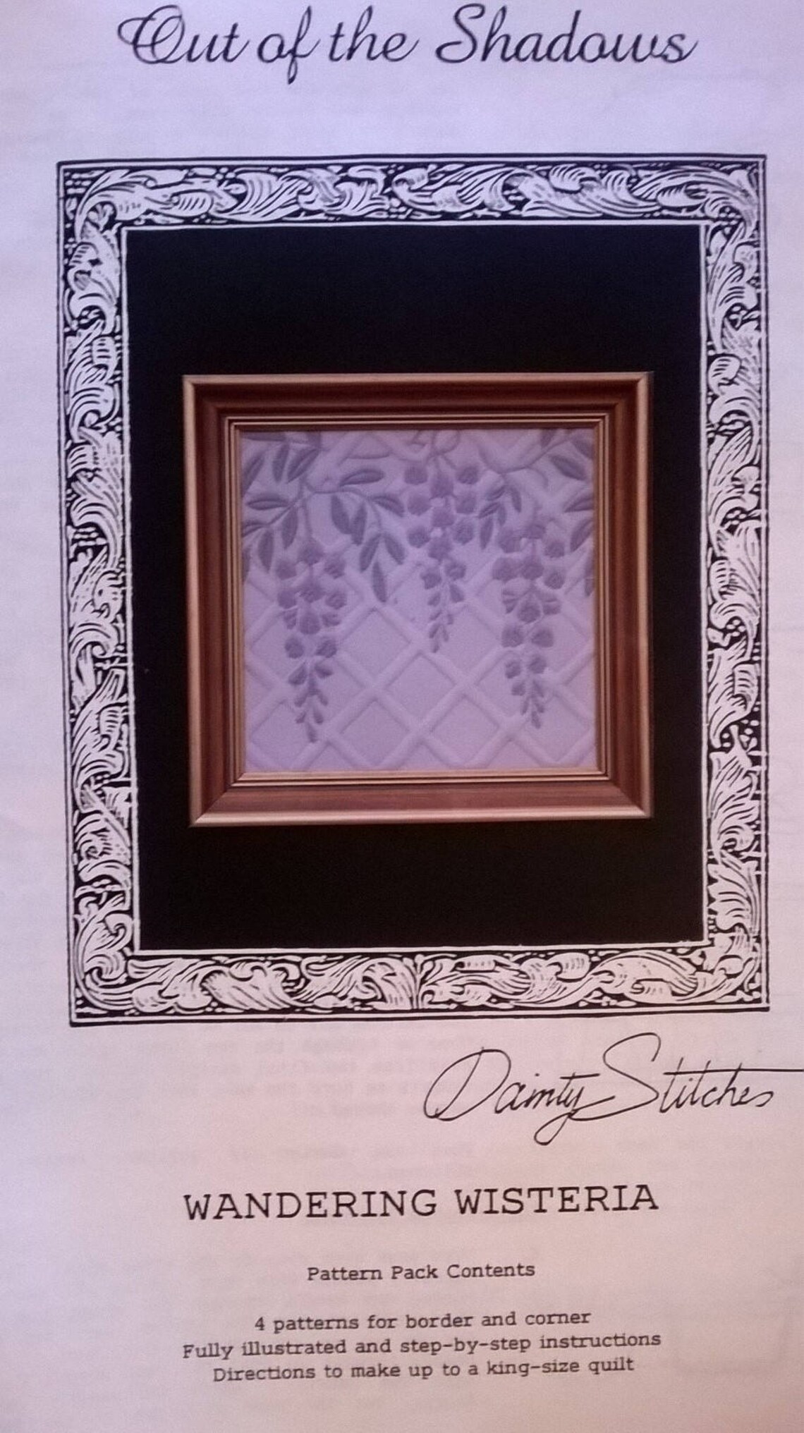 Kit/trapunto Embroidery Pattern Pack - "wandering Wisteria" - by Dainty ...