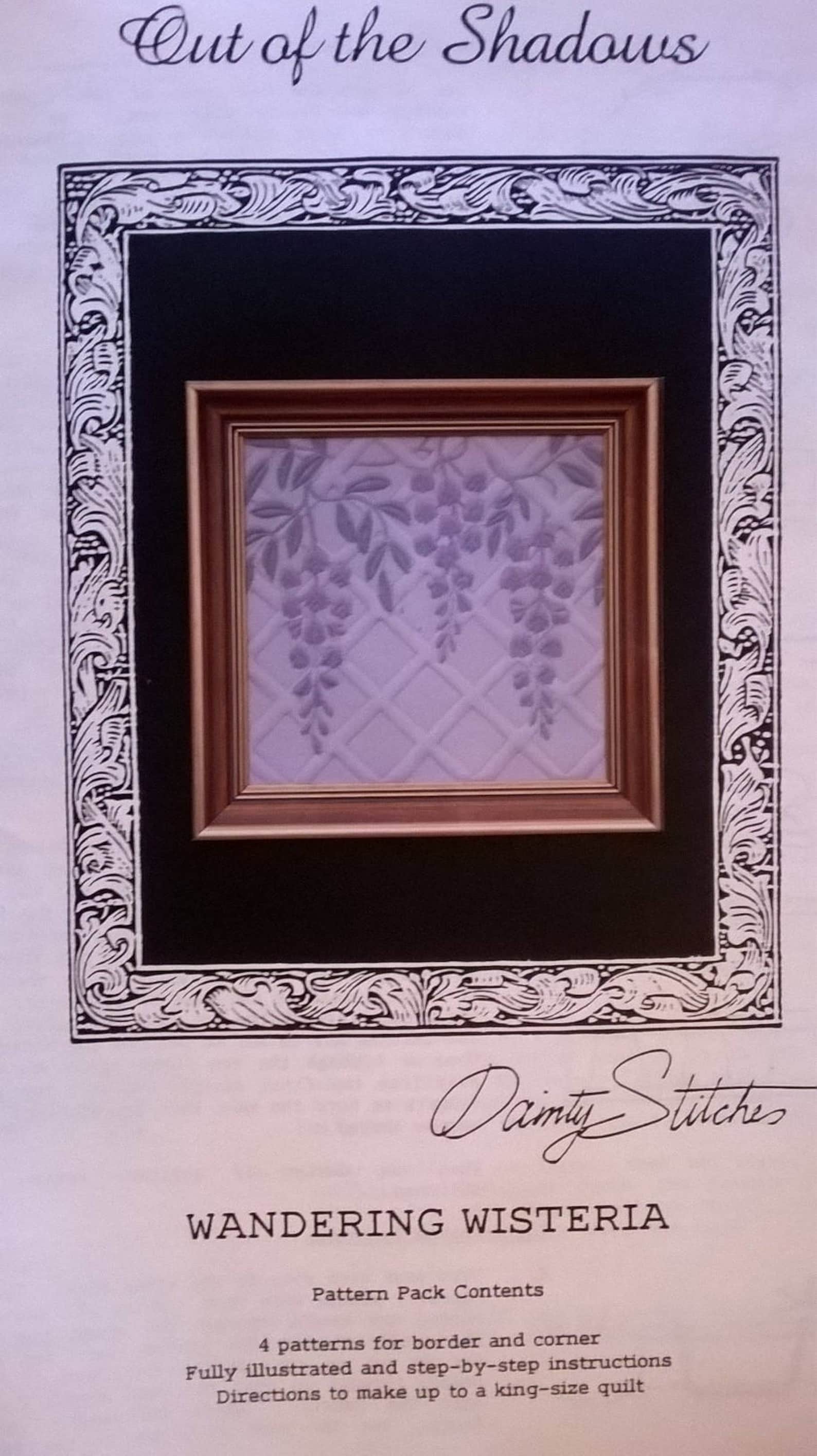 Kit/trapunto Embroidery Pattern Pack - "wandering Wisteria" - by Dainty ...