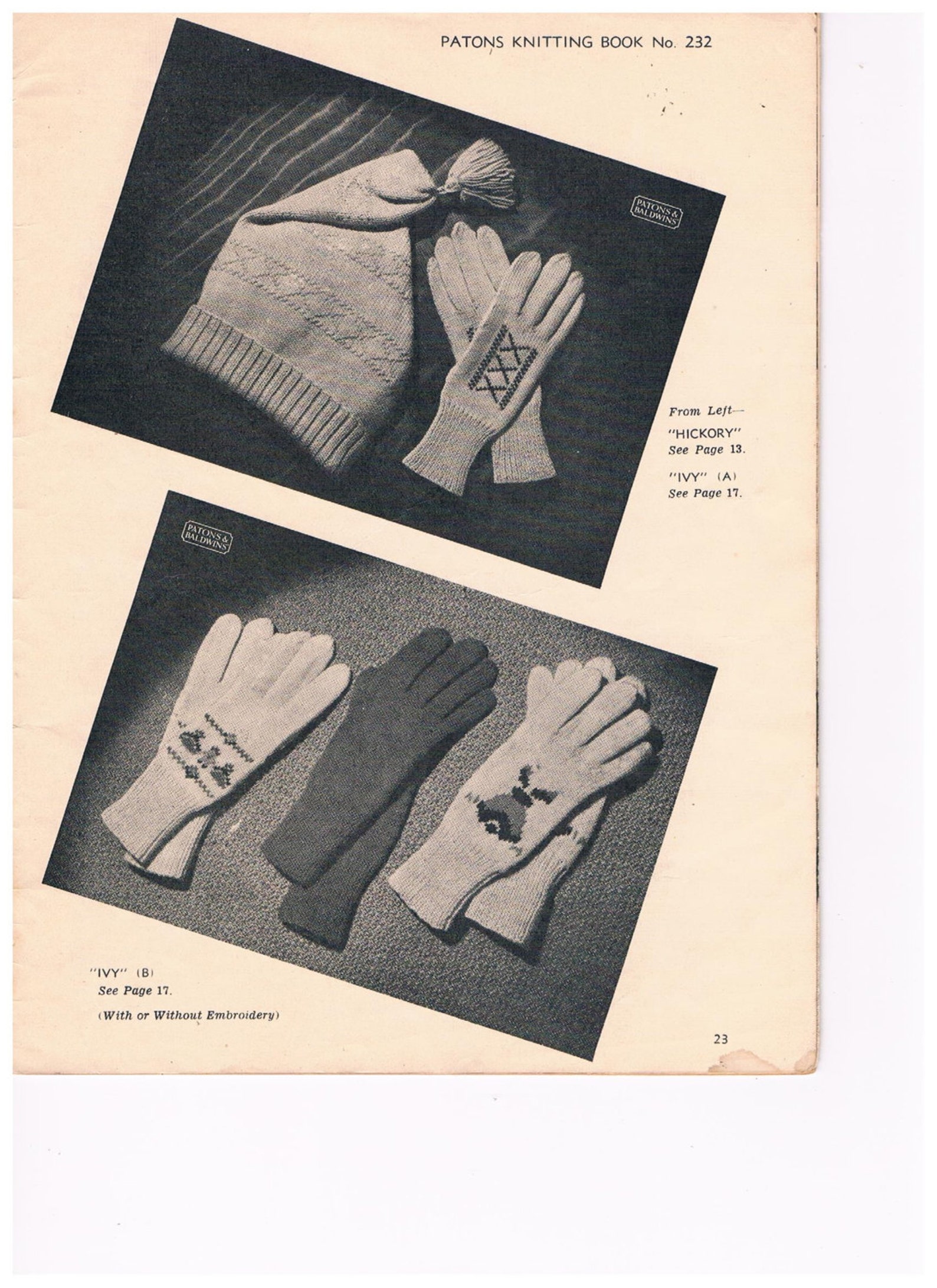 Vintage Patons Knitting Patterns Gloves No.232 - Etsy