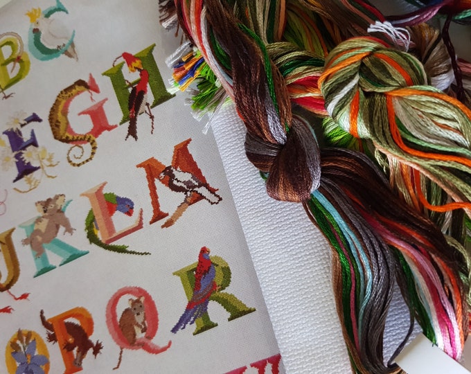 Australian Animal Alphabet Sampler - Allura Counted Cross Stitch Kit - Etsy