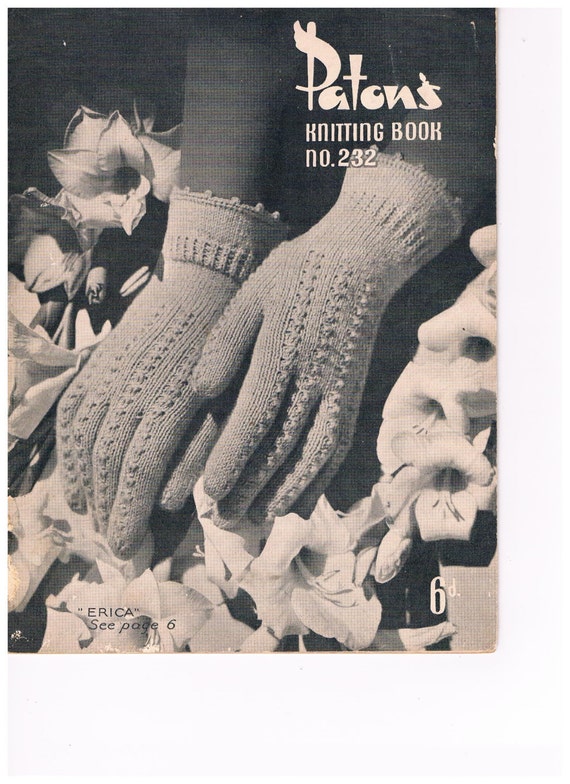 Vintage Patons Knitting Patterns Gloves No.232 | Etsy