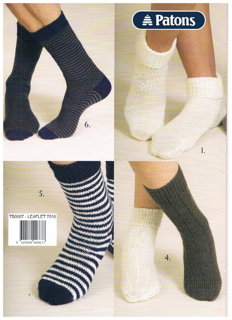 Seven Knitted Sock Patterns by Patons in 4 Ply - Etsy