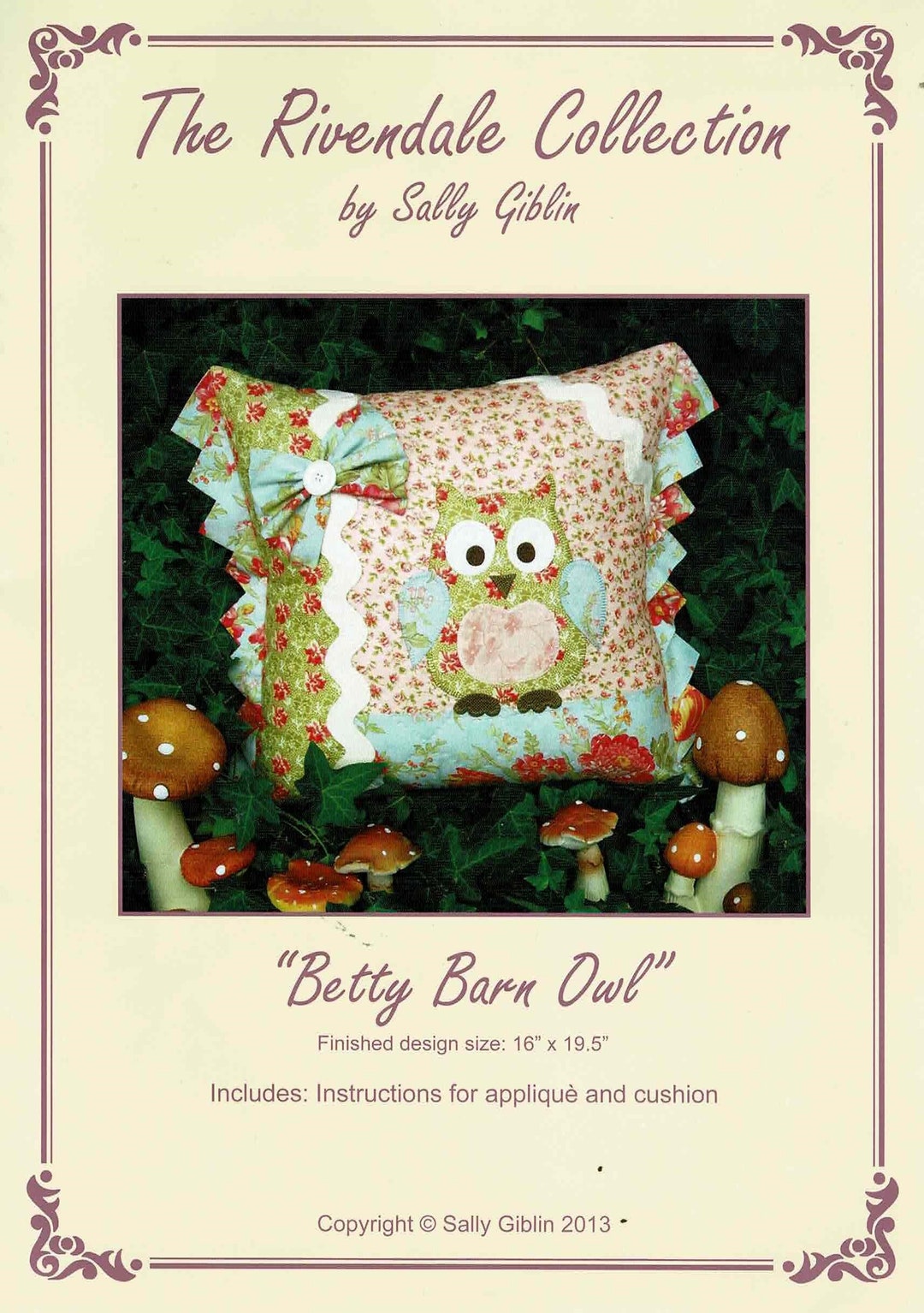 Betty Barn Owl the Rivendale Collection Stitchery Pattern by Sally ...