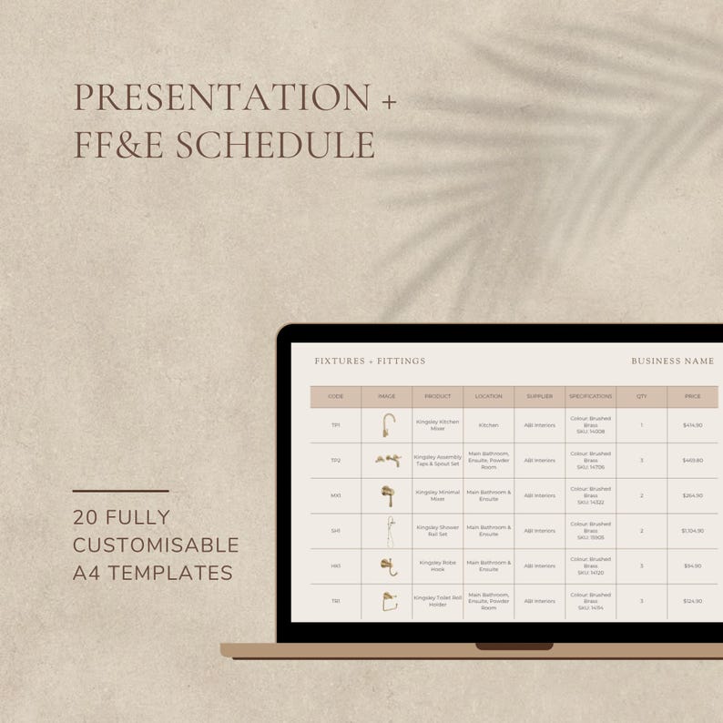 Interior Design FF&E Schedule Template: Editable Canva Mood Board (digital Download A4 Size) - Etsy
