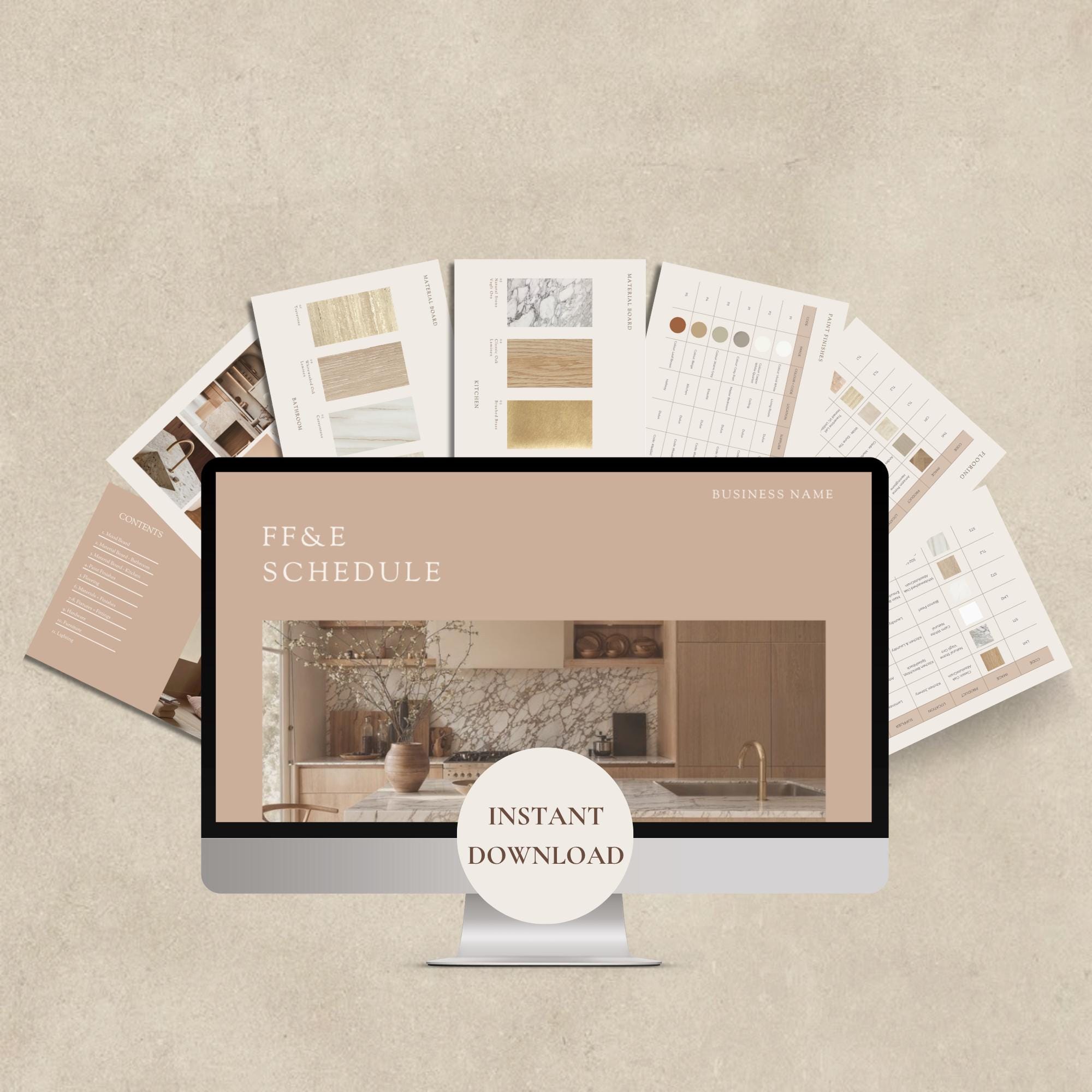 Interior Design FF&E Schedule Template: Editable Canva Mood Board (digital Download A4 Size) - Etsy