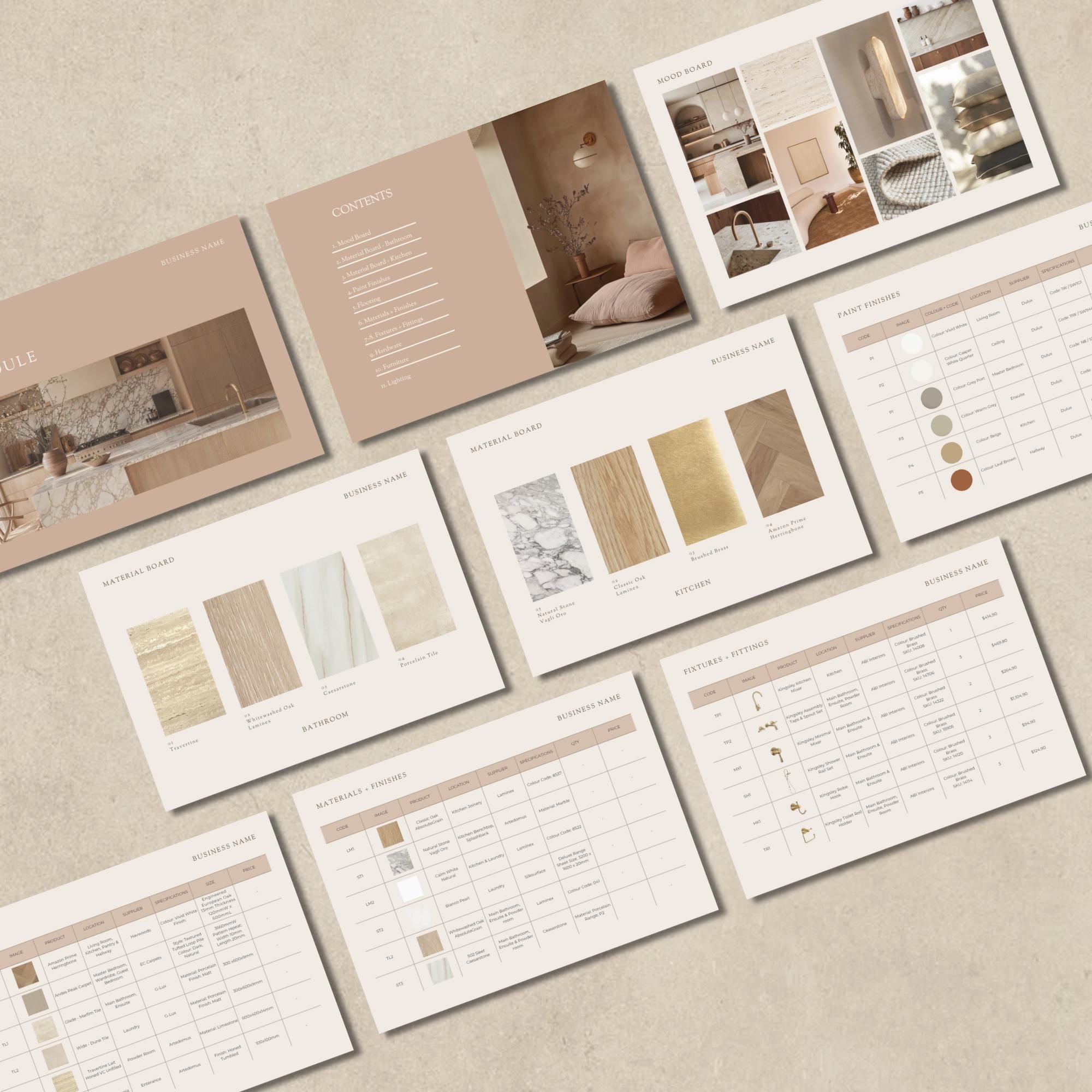 Interior Design FF&E Schedule Template: Editable Canva Mood Board (digital Download A4 Size) - Etsy