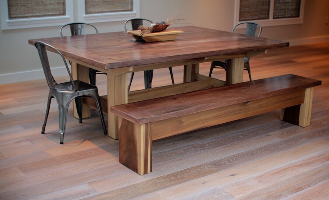 Walnut Top Trestle Dining Conference Table // Minimalist Modern ...