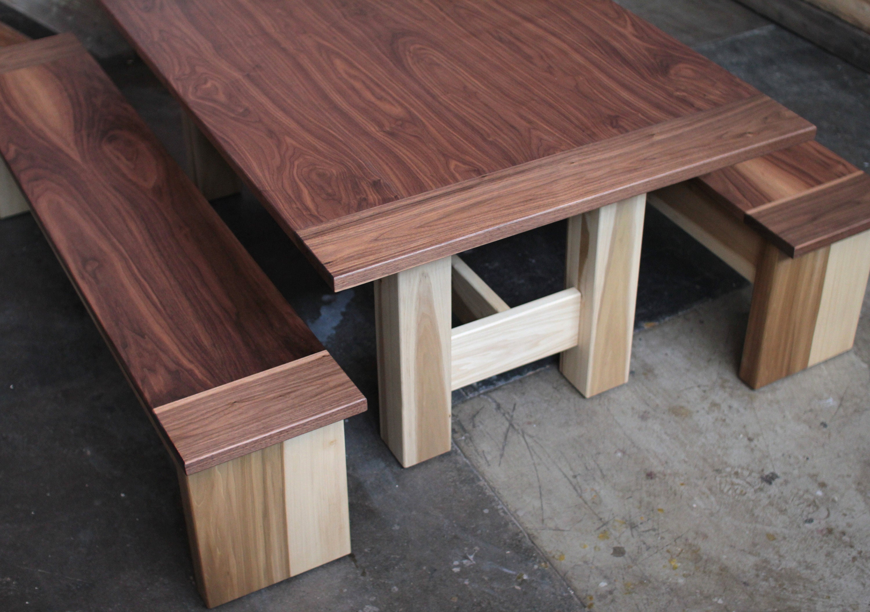 Walnut Top Trestle Dining Conference Table // Minimalist Modern ...