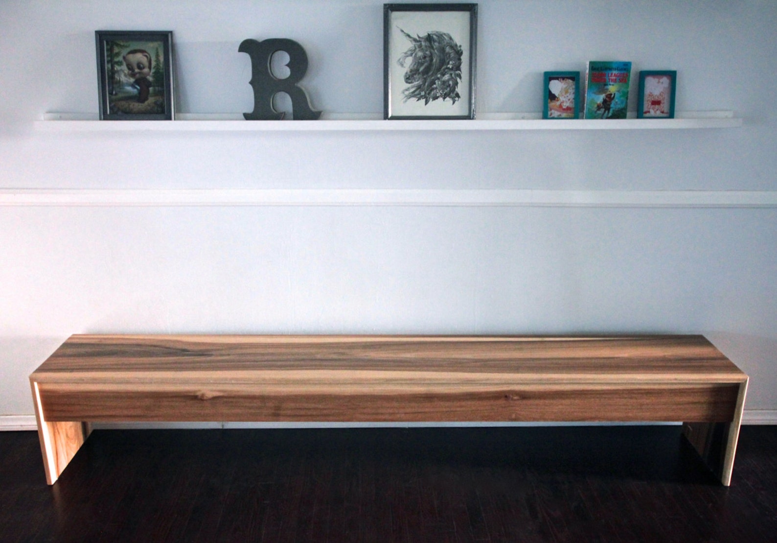 Modern Minimalist Hardwood Bench and Coffee Table // Wood Waterfall ...