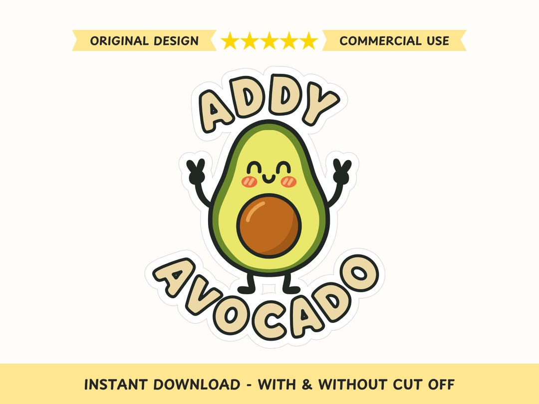 Addy Avocado ADHD Themed PNG Original Design for Print on Demand, Wall ...