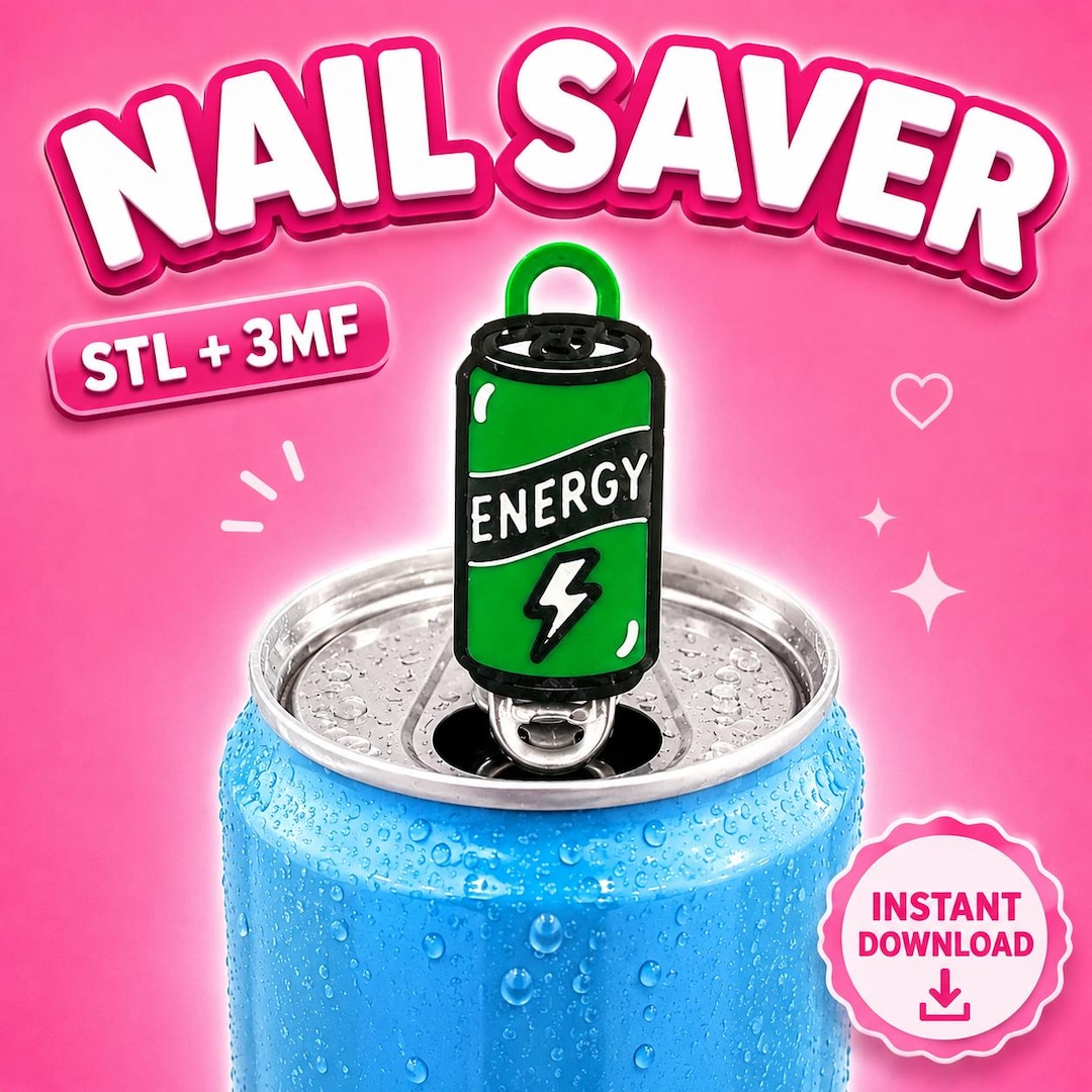 Energy Drink Nail Saver Keychain 3D Print File (digital Download) - Etsy