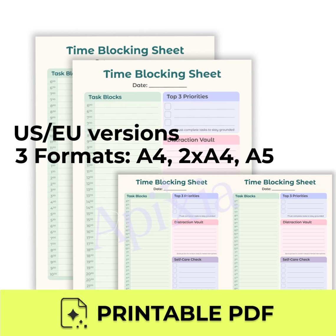 ADHD Time Blocking Planner – Daily Focus Printable (PDF) - Etsy
