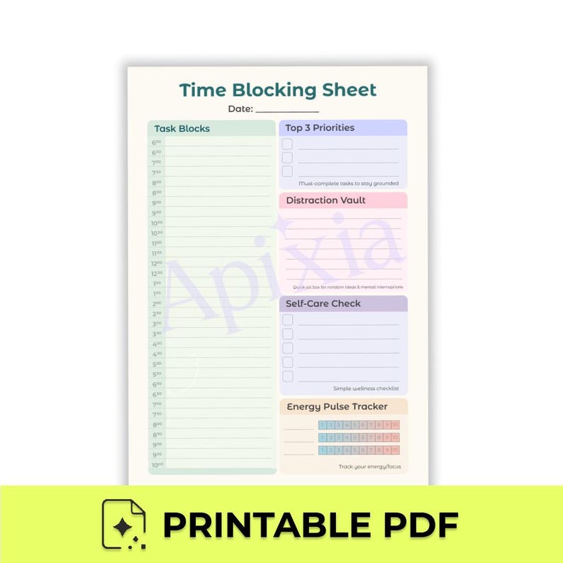 ADHD Time Blocking Planner – Daily Focus Printable (PDF) - Etsy