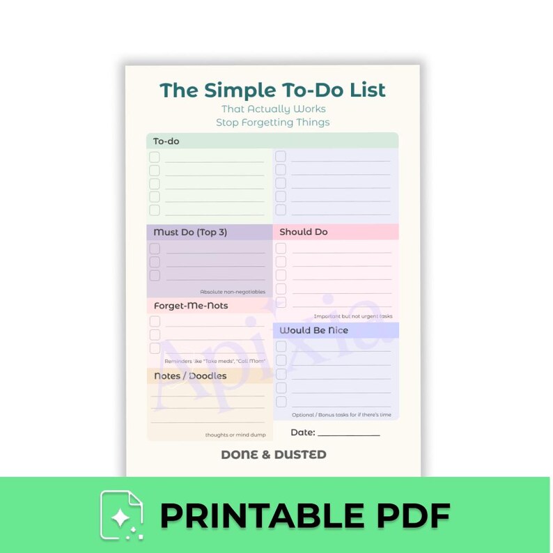 Adhd-friendly To-do List Printable: Pastel Daily Planner (A4 & A5 PDF ...