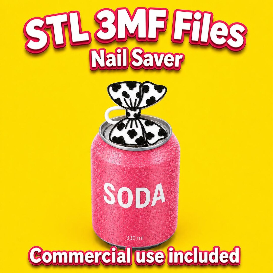 Cow Print Bow Soda Can Tab Opener STL 3MF, Nail Saver Keychain 3D Print ...