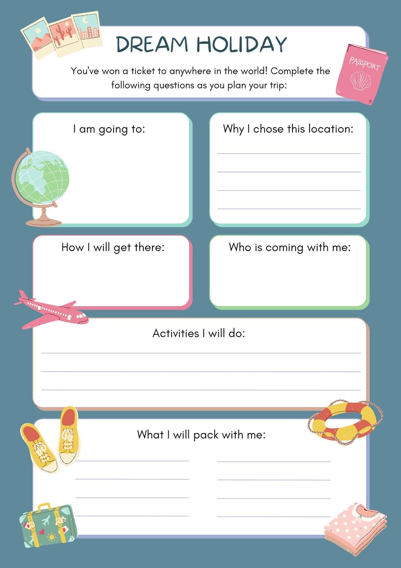 Dream Holiday Worksheet (digital Download) - Etsy