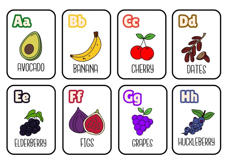 Fruit ABC Flashcards: Printable Alphabet Learning Cards (digital ...