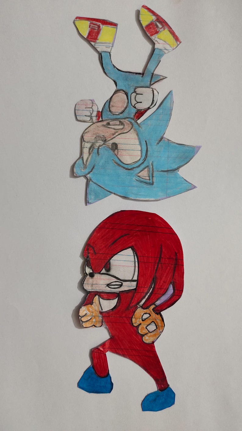 Knuckles Fan Art Drawing | Hand-drawn Sonic Character | Printable ...