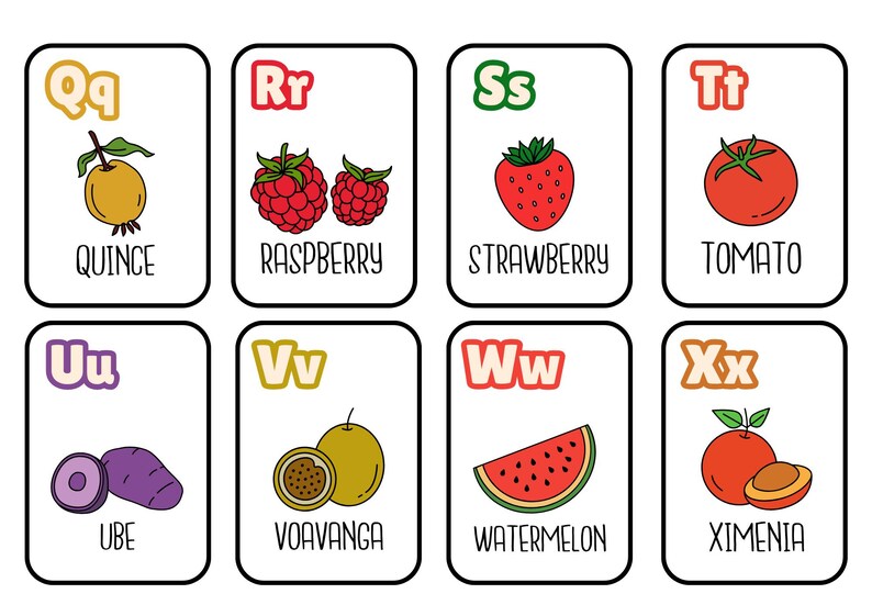 Fruit ABC Flashcards: Printable Alphabet Learning Cards (digital ...