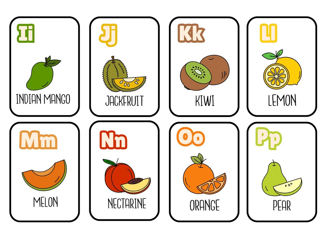 Fruit ABC Flashcards: Printable Alphabet Learning Cards (digital ...