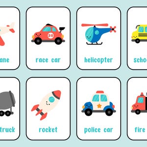 Transportation Flashcards for Kids – Printable Vehicle Learning Cards ...