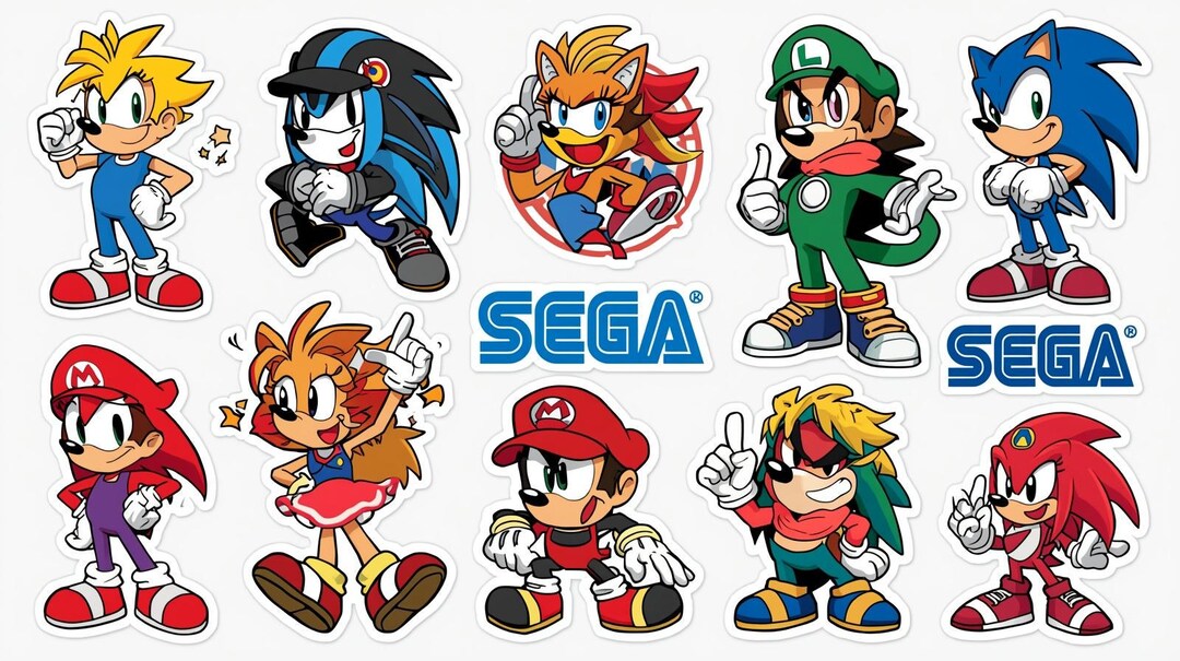 Sega Inspired Cartoon Stickers: Retro Gaming Heroes (digital Download ...