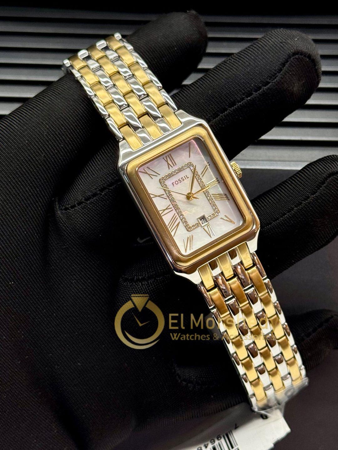 Fossil Two-tone Rectangular Women’s Watch With Roman Numerals and ...
