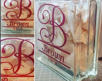 Monogram Glass Block Personalized Customized Wedding - Etsy