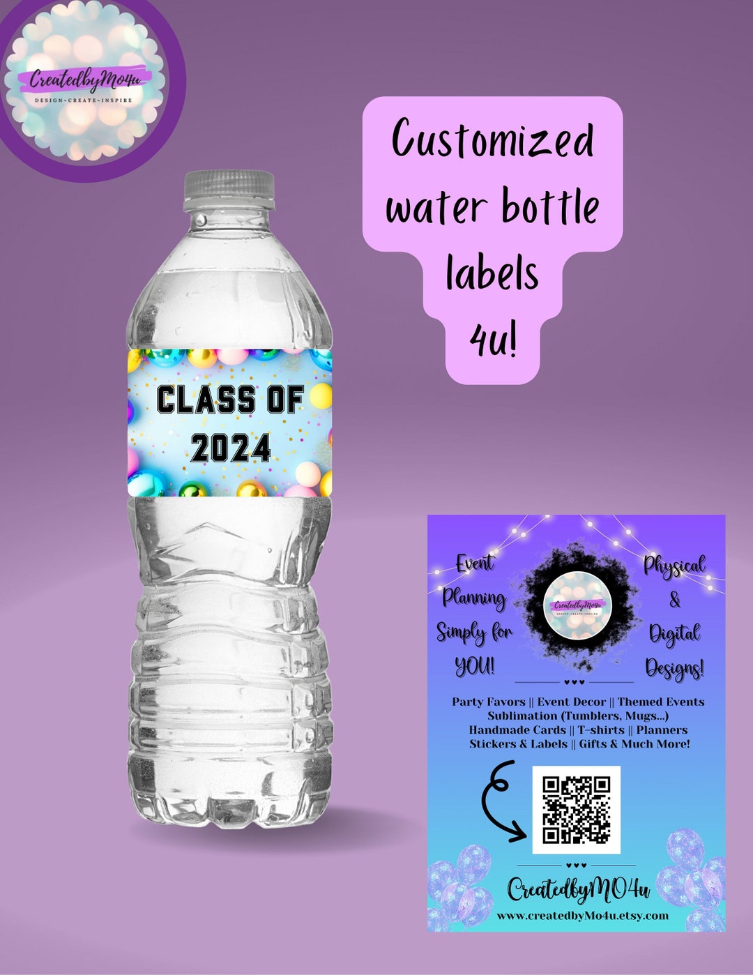 Water Bottle Labels, Party, Graduation, Wedding, Party Water Bottle ...
